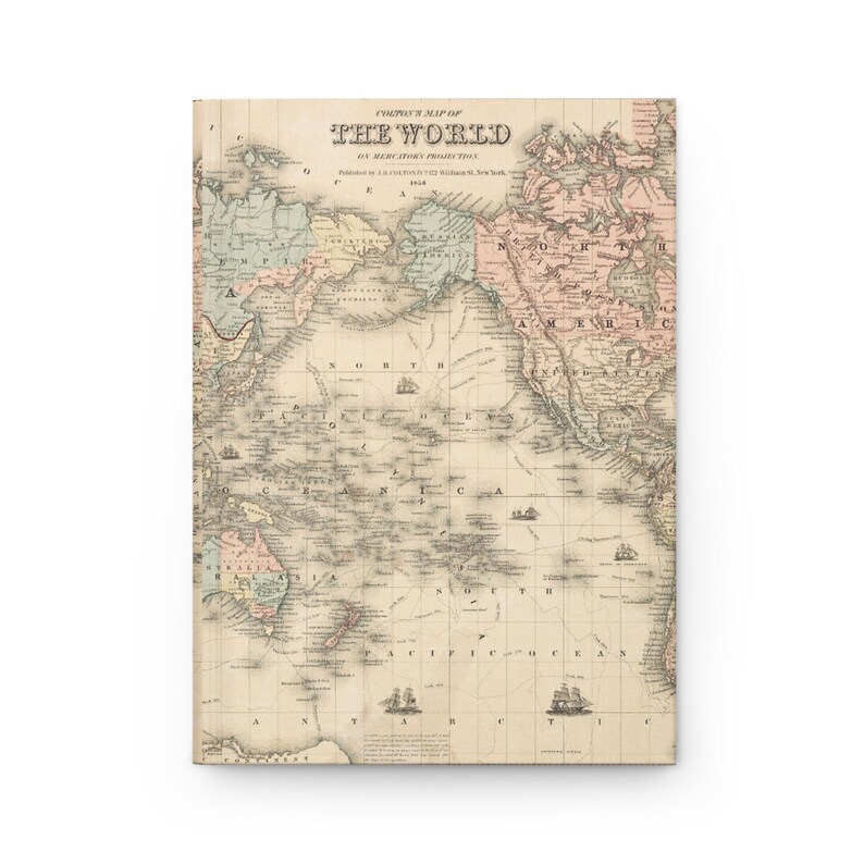 J. H. Colton's Old World Map Hardcover Journal Vintage Art Lover Gift ...
