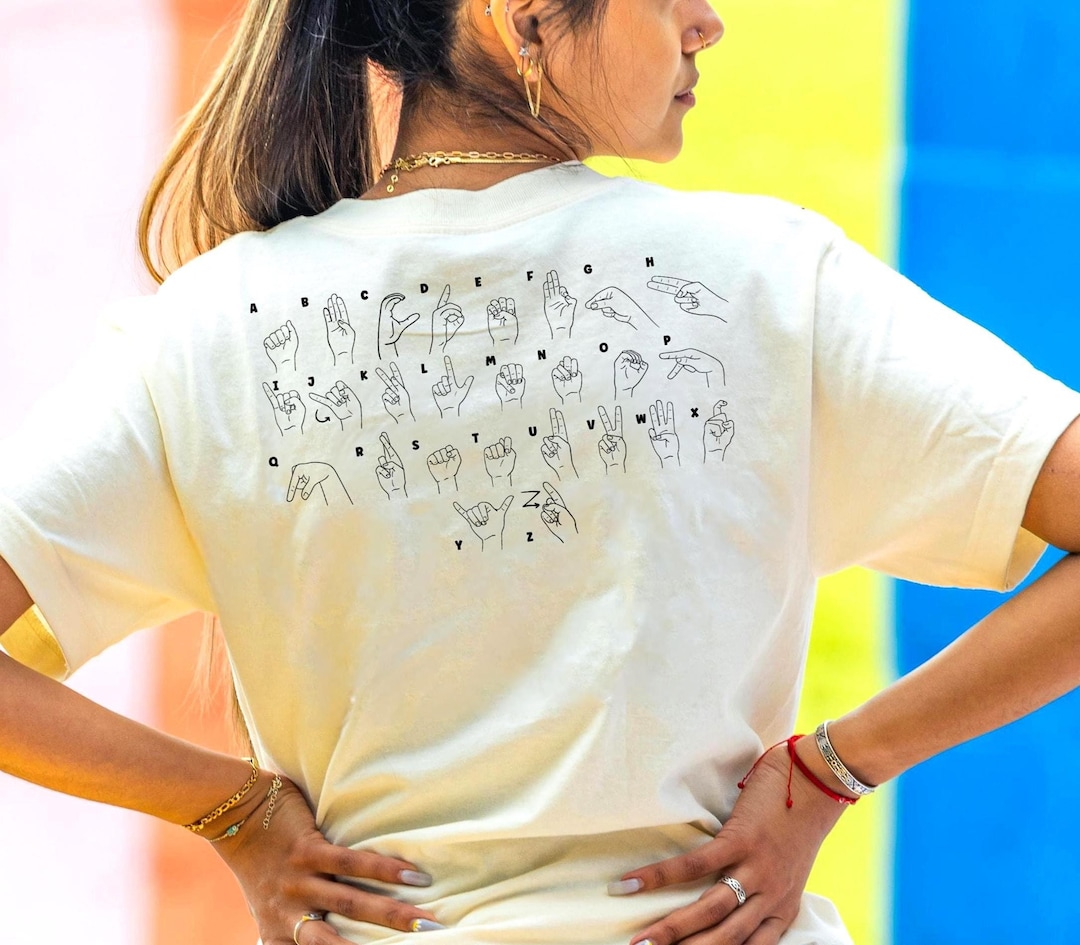 Unisex ASL Alphabet T-shirt Sign Language Fingerspelling Tee Deaf ...