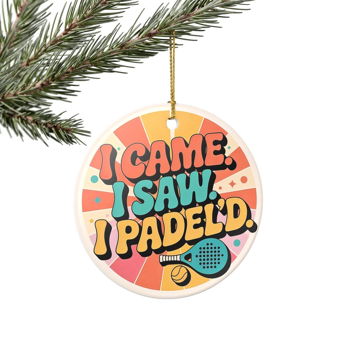 Funny Padel Sport Themed Christmas Ornament, Holiday Ceramic Present ...