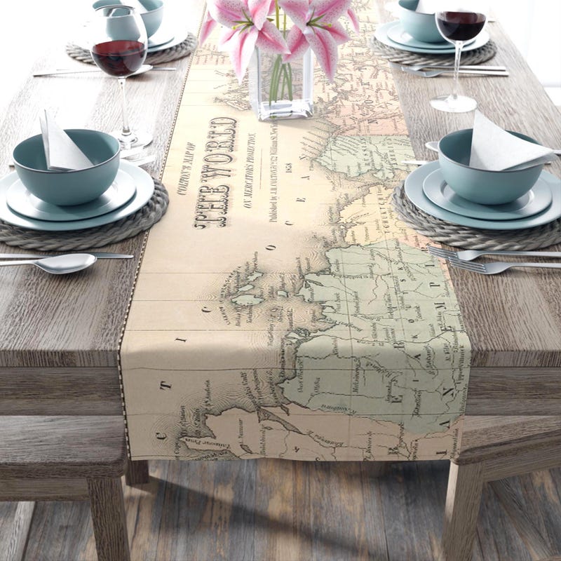 Linen World Map - Etsy