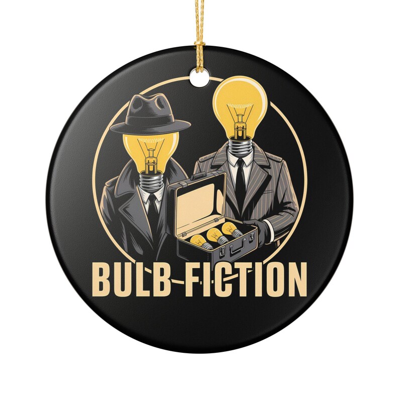 Funny Pulp Fiction Parody Ceramic Ornament, Lightbulb Detectives Pun Wall Hanging, Mystery Lover ...