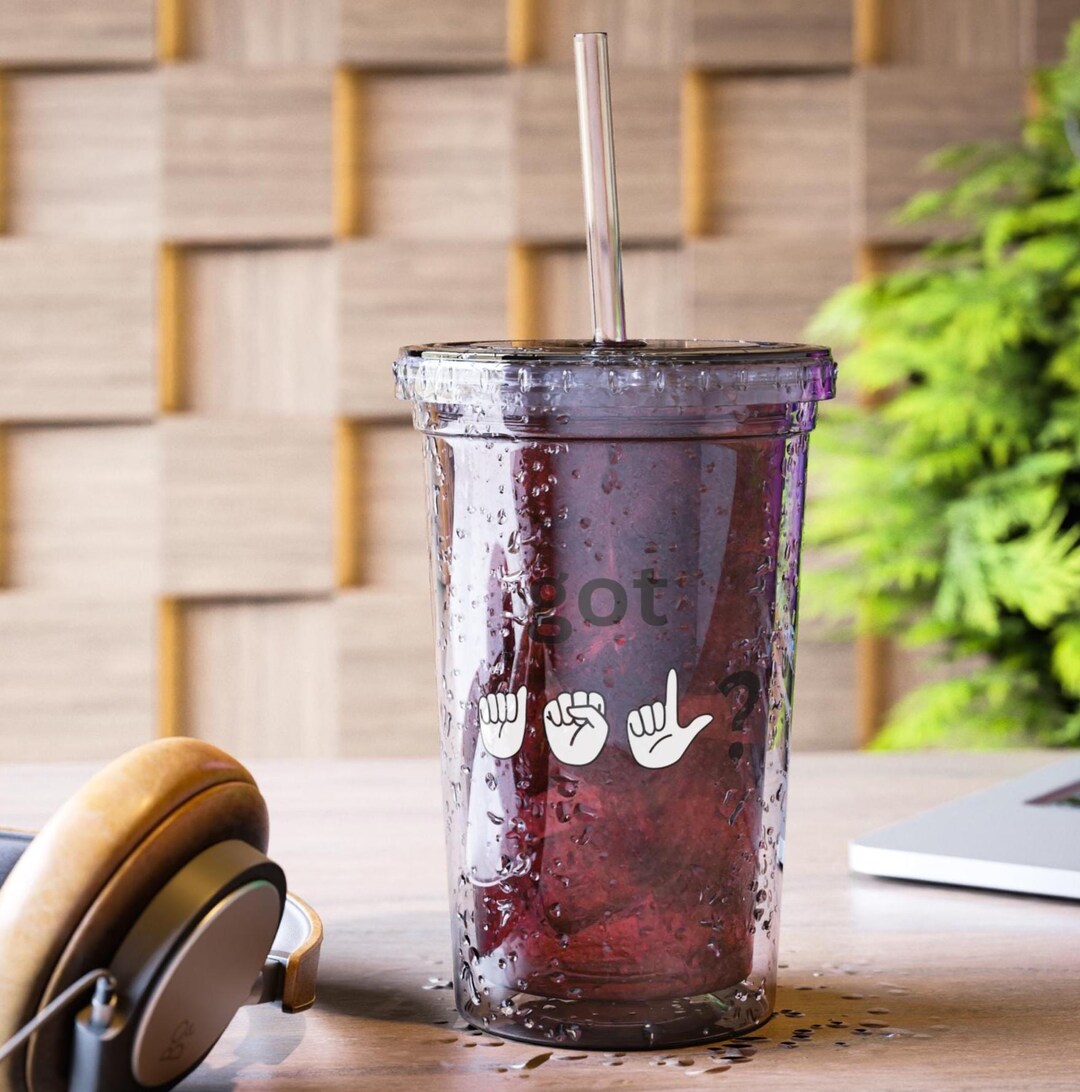 ASL Acrylic Cup With Straw American Sign Language Alphabet Gift for Her ...