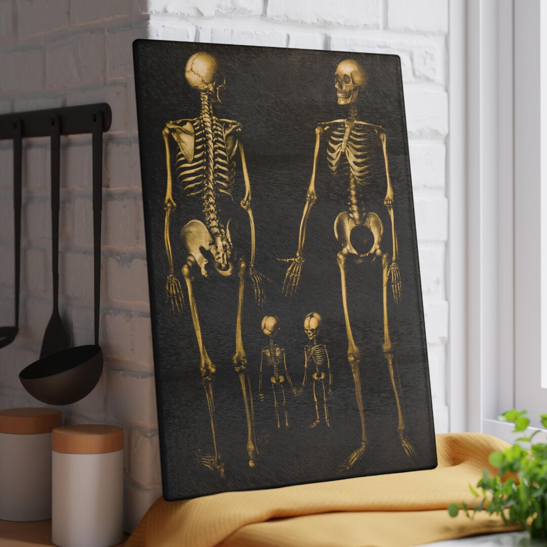 Skeleton Family Glass Cutting Board Spooky Charcuterie Board Nerdy ...