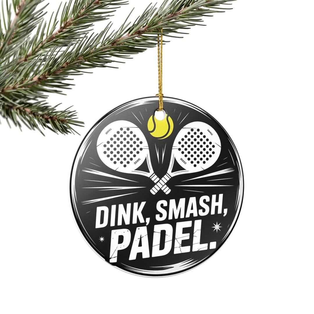 Funny Padel Sport Themed Christmas Ornament, Holiday Ceramic Present ...