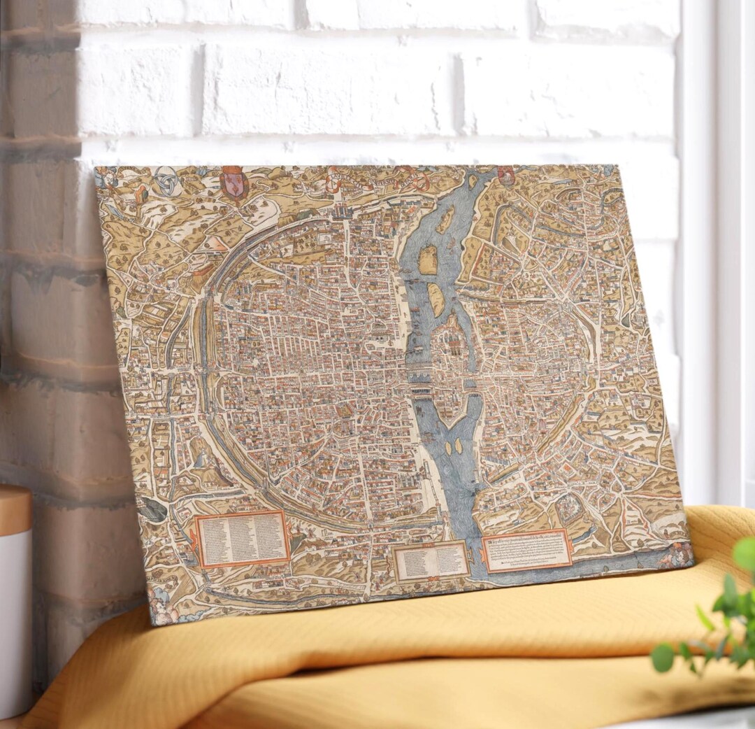 Antique Map of Paris Glass Cutting Board, Vintage Cartography Art ...