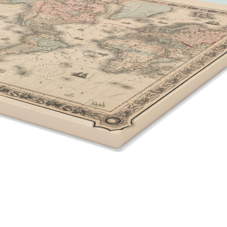 Antique J. H. Colton's World Map Glass Cutting Board 1858 Melcator's ...