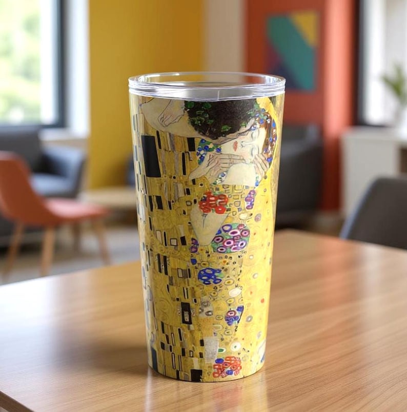 Gustav Klimt Kiss Travel Mug Famous Artwork Drinkware Gift for Her Art ...