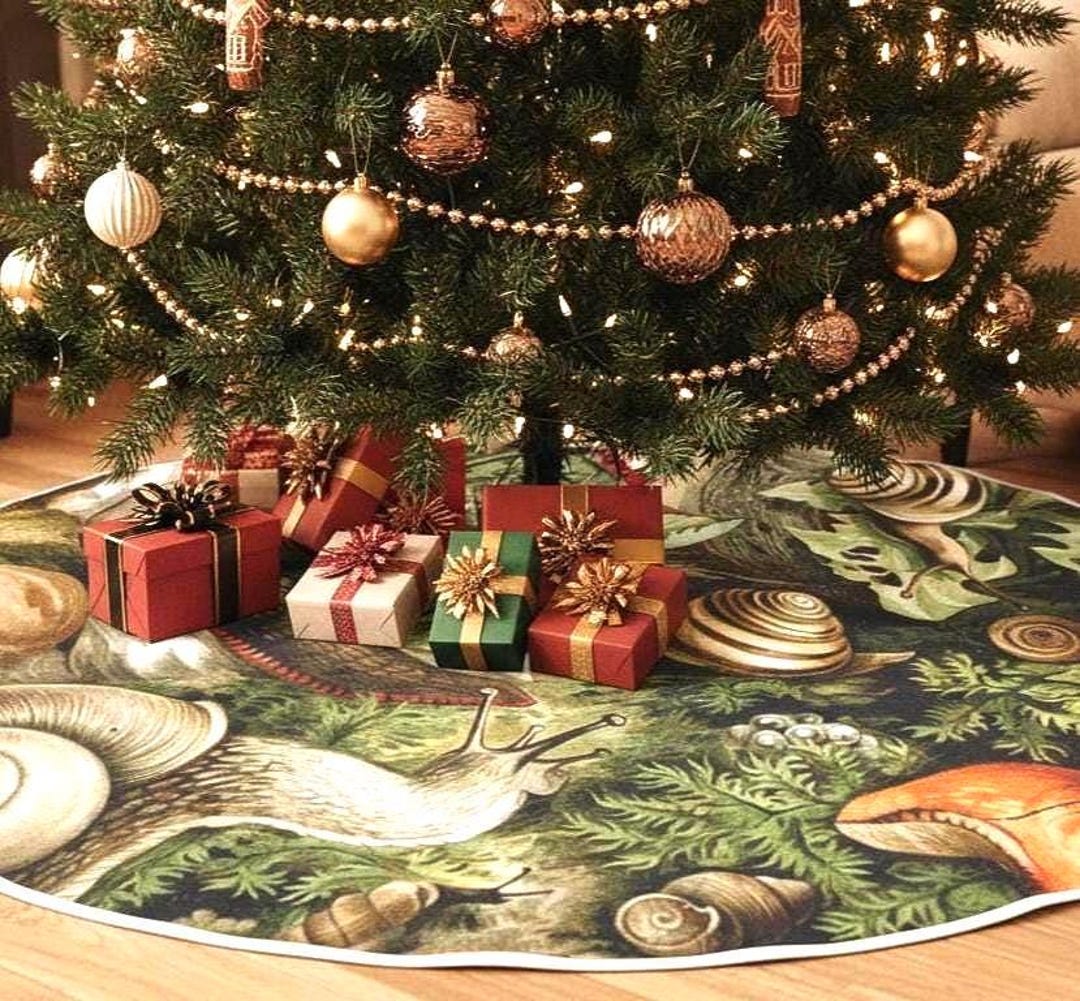 Vintage Pulmonata Snails & Mollusks Art Tree Skirt Christmas Nature ...