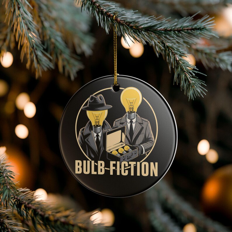 Funny Pulp Fiction Parody Ceramic Ornament, Lightbulb Detectives Pun Wall Hanging, Mystery Lover ...