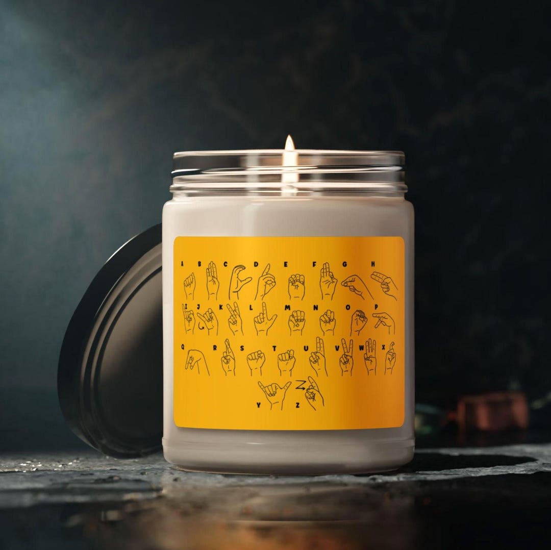 ASL Alphabet Soy Candle, American Sign Language Home Decor, Deaf ...