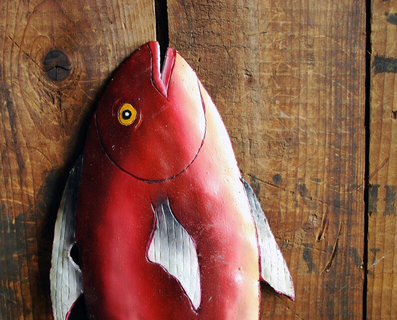 Leaping Salmon Handmade Metal Folk Art Fish Wall Hanging - Etsy