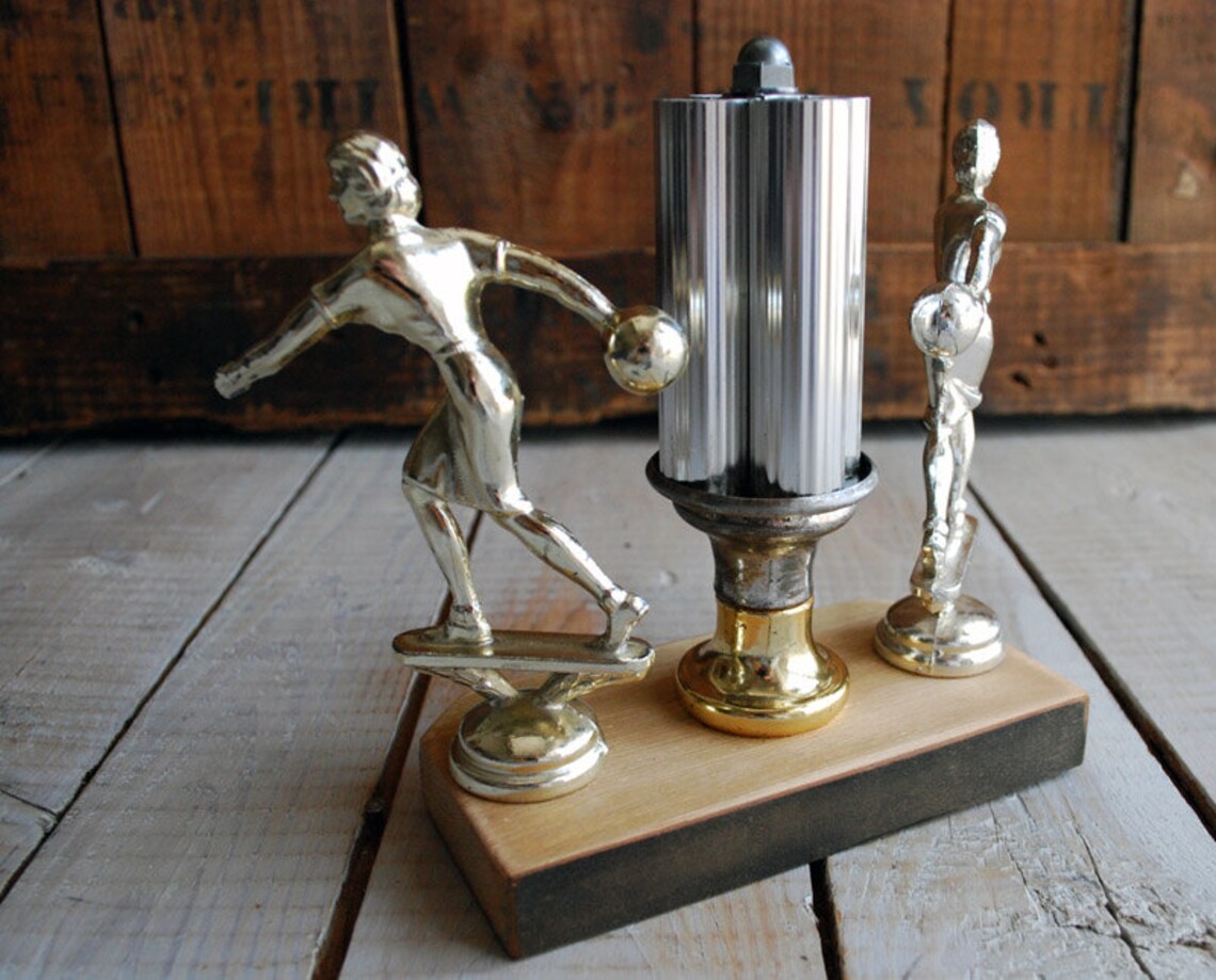 Twin Bowler Upcycled Trophy Pencil Holder Organizer Upcycled - Etsy