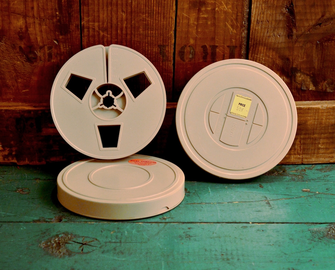 Set of 2 Dual Purpose 8mm Film Reels in Cans, 200 Foot Handi Splice ...