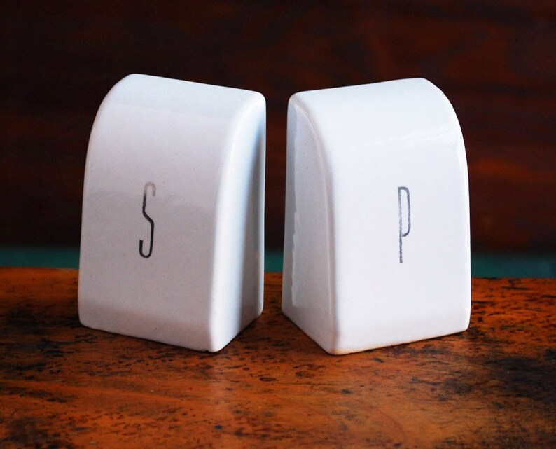 Art Deco Salt & Pepper Set, White Ceramic, Wedding Gift, White and ...