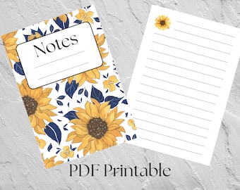 Printable Floral Stationary | Printable Lined Notebook | PDF Floral ...