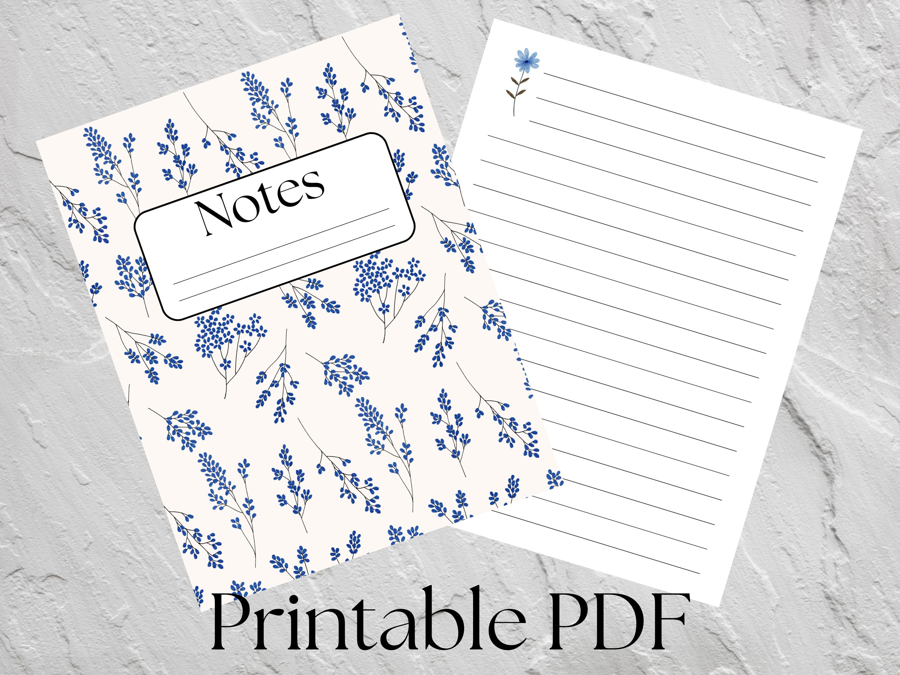 Printable Floral Stationary | Printable Lined Notebook | PDF Floral ...