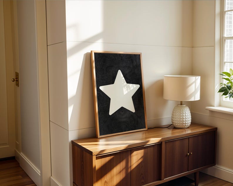Retro Star Art Print, Hand-drawn Minimalist Poster (digital Download ...