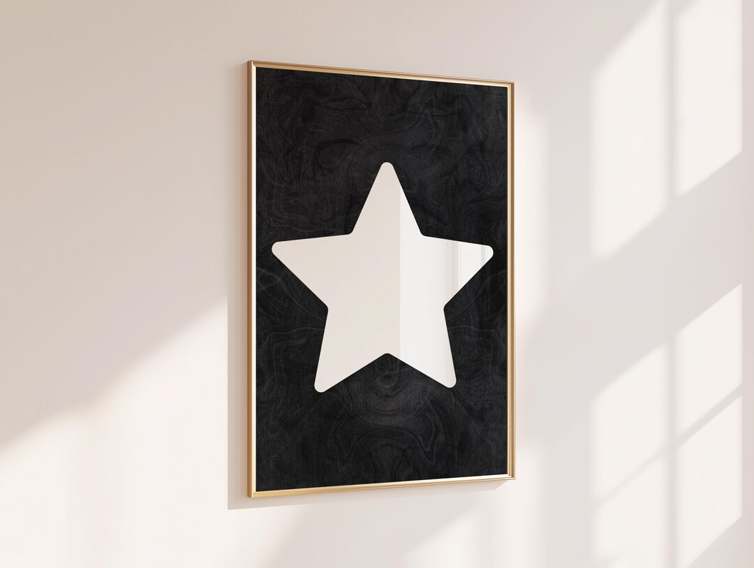 Retro Star Art Print, Hand-drawn Minimalist Poster (digital Download ...