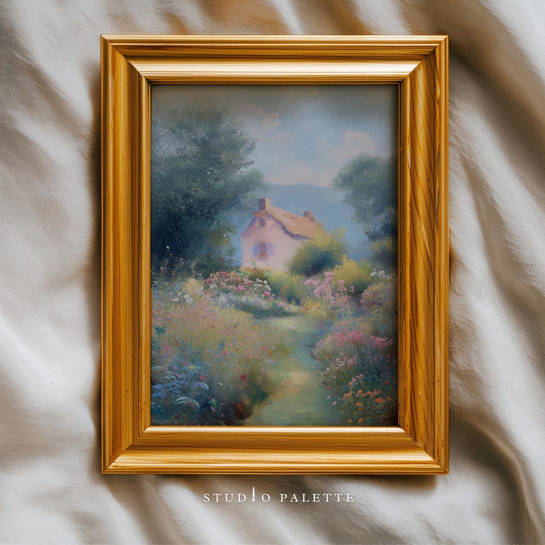 Monet Style French Cottage Print Pastel Painting Countryside Art ...