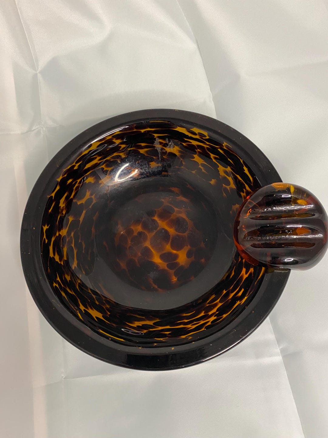 Murano Amber/brown Tortoise, Heavy Glass Ashtray - Etsy