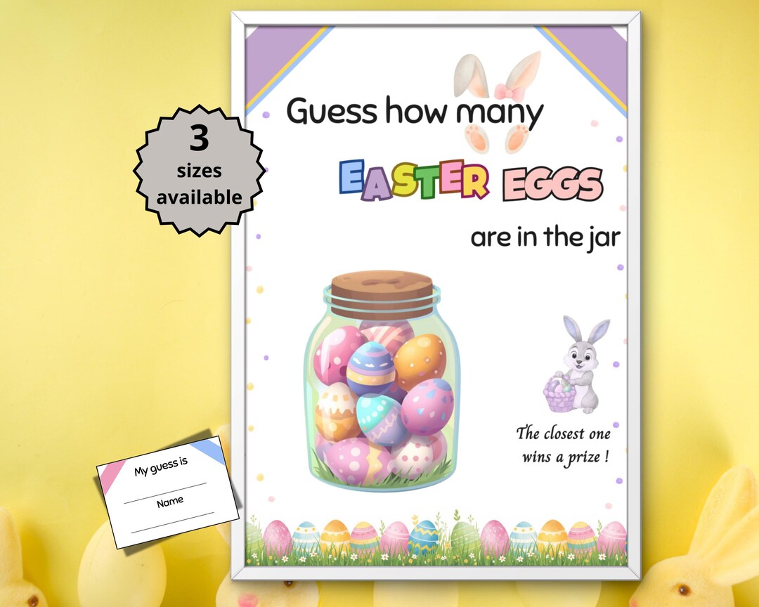 Printable Easter Party Game, Easter Guess How Many Eggs Are in the Jar ...