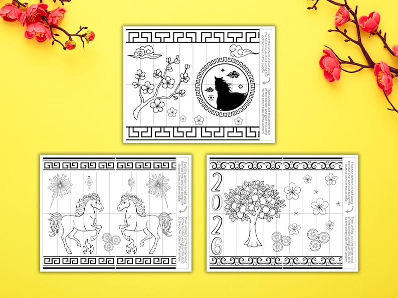 3D Coloring Paper Lantern Craft, Chinese New Year Printable, Lunar New ...