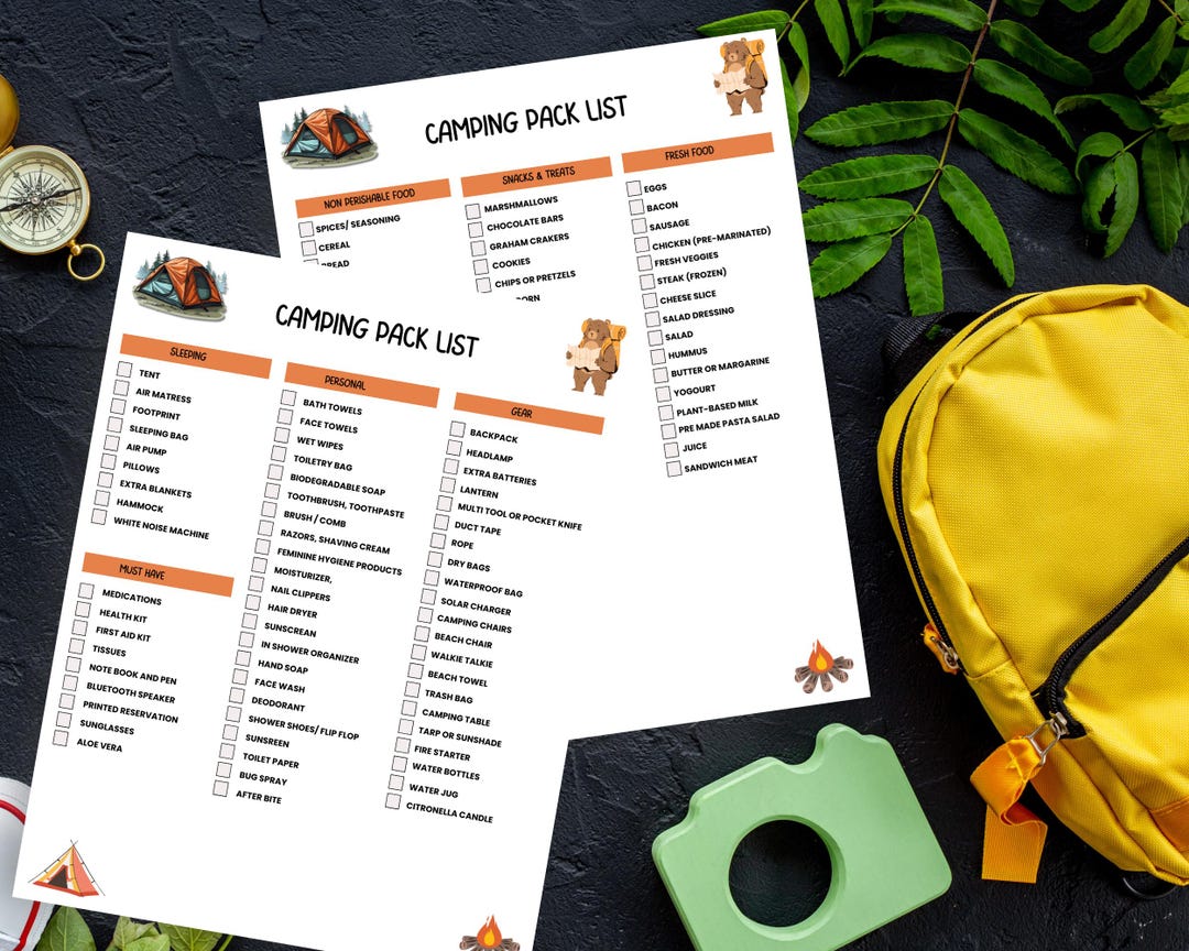 Family Camping Checklist Printable | RV and Tent Trip Packing List ...