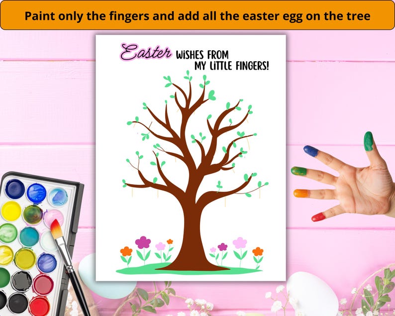 Easter Fingerprint Handprint Printable, Spring Handprint Designs for ...