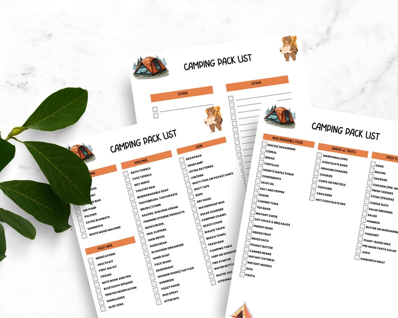 Family Camping Checklist Printable | RV and Tent Trip Packing List ...