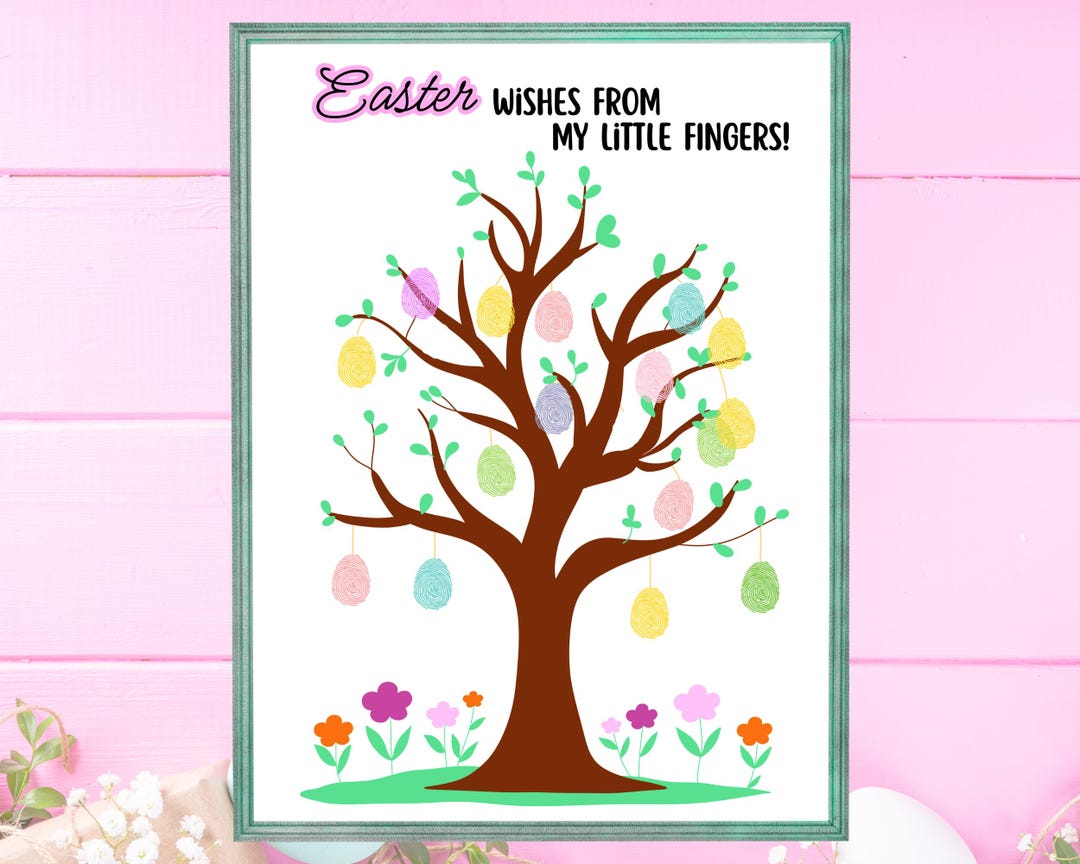 Easter Fingerprint Handprint Printable, Spring Handprint Designs for ...