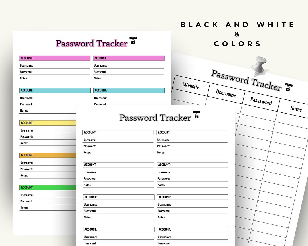 Password Tracker Printable, Password Keeper & Organizer, Account Login ...