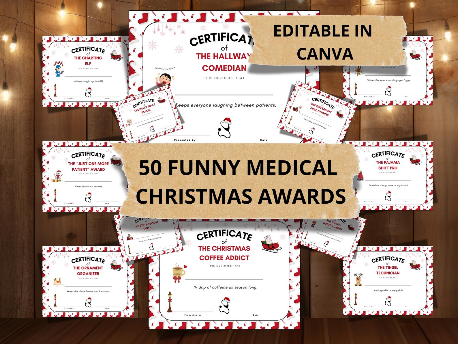 50 Funny Medical Christmas Awards, Editable in Canva, Printable Nurse ...