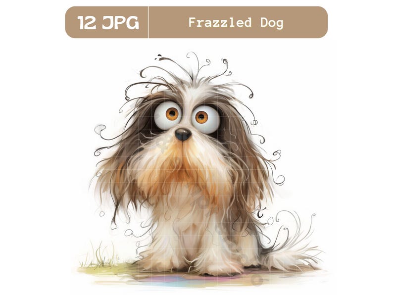 Quirky Dog Clipart Funny Dog Jpeg Junk Journal Frazzled Dog Clipart ...