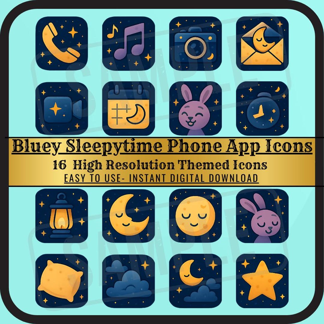 Bluey Floppy Sleepytime Icons - 16 Cozy Night App Pngs - Etsy