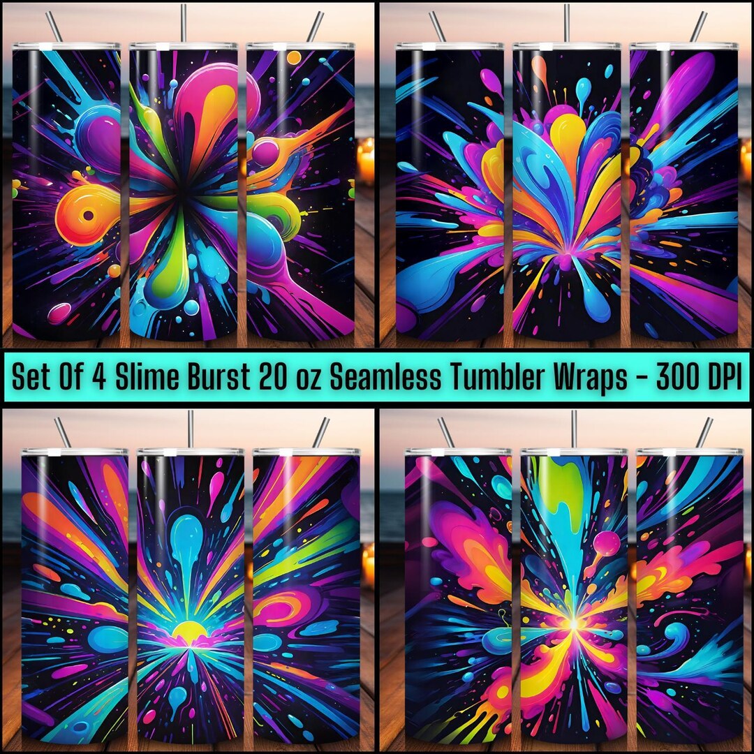 Tumbler Wraps: Neon Slime Cartoon Burst (4 Seamless PNG Files) - Etsy
