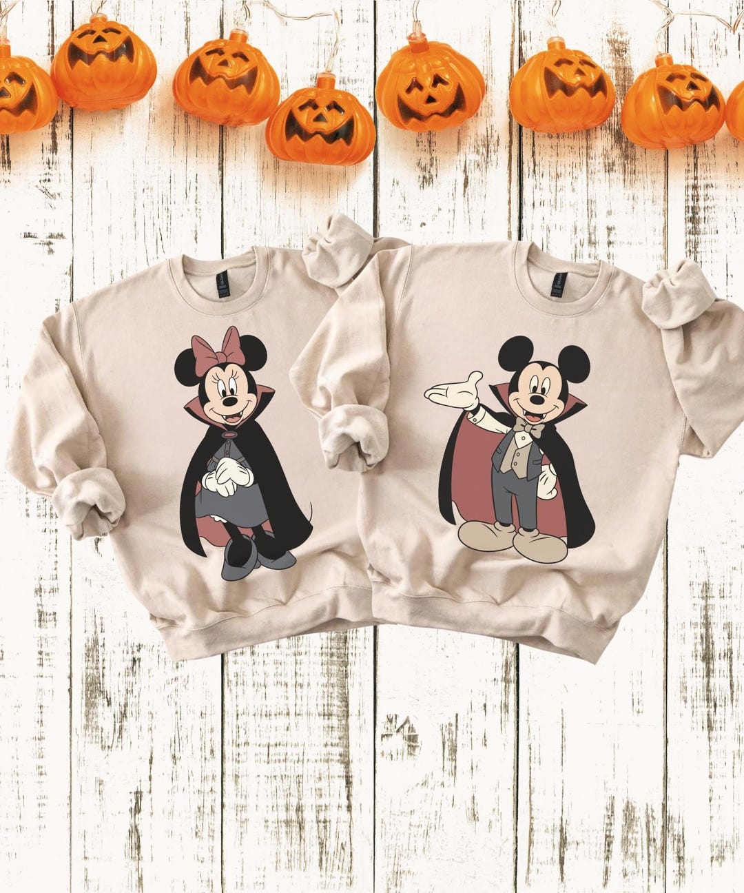 Vampire Mickey Minnie Halloween Sweatshirt, Couple Matching Hoodie ...