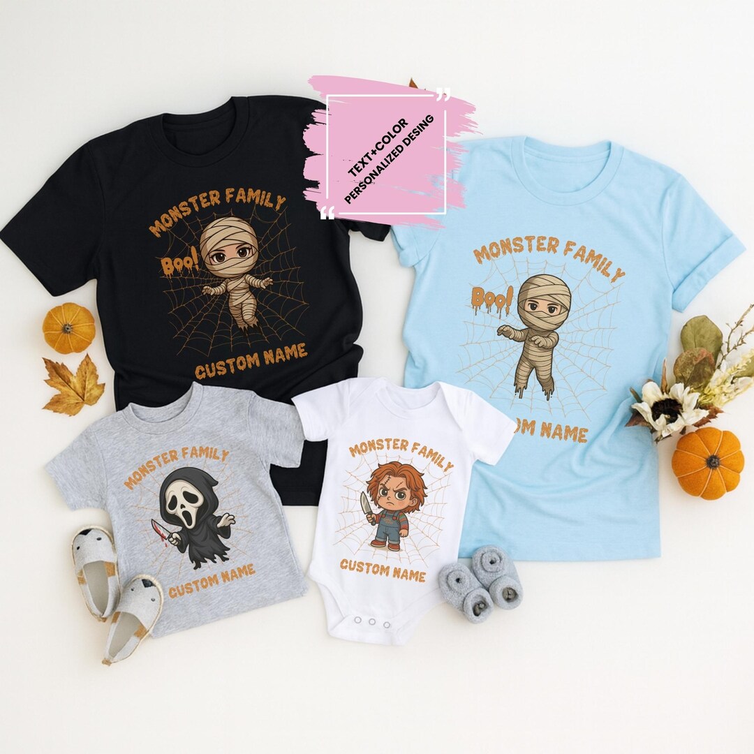 Mummy Family Halloween T-shirts, Personalized Monster Matching Family ...