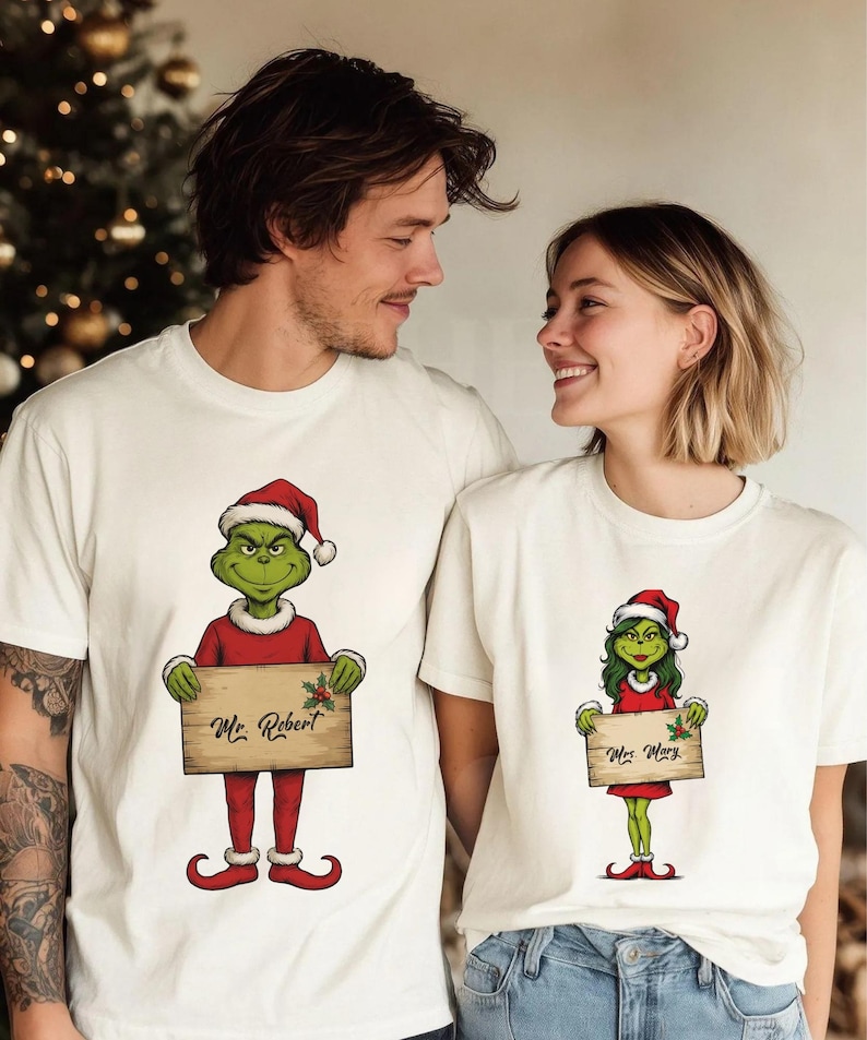 Grinch Family Christmas Shirt – Custom Name Matching Tees ...