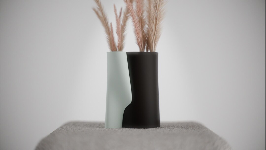 Original Artistic Vase Interlocking, Geometric Partitioned Dual Color ...