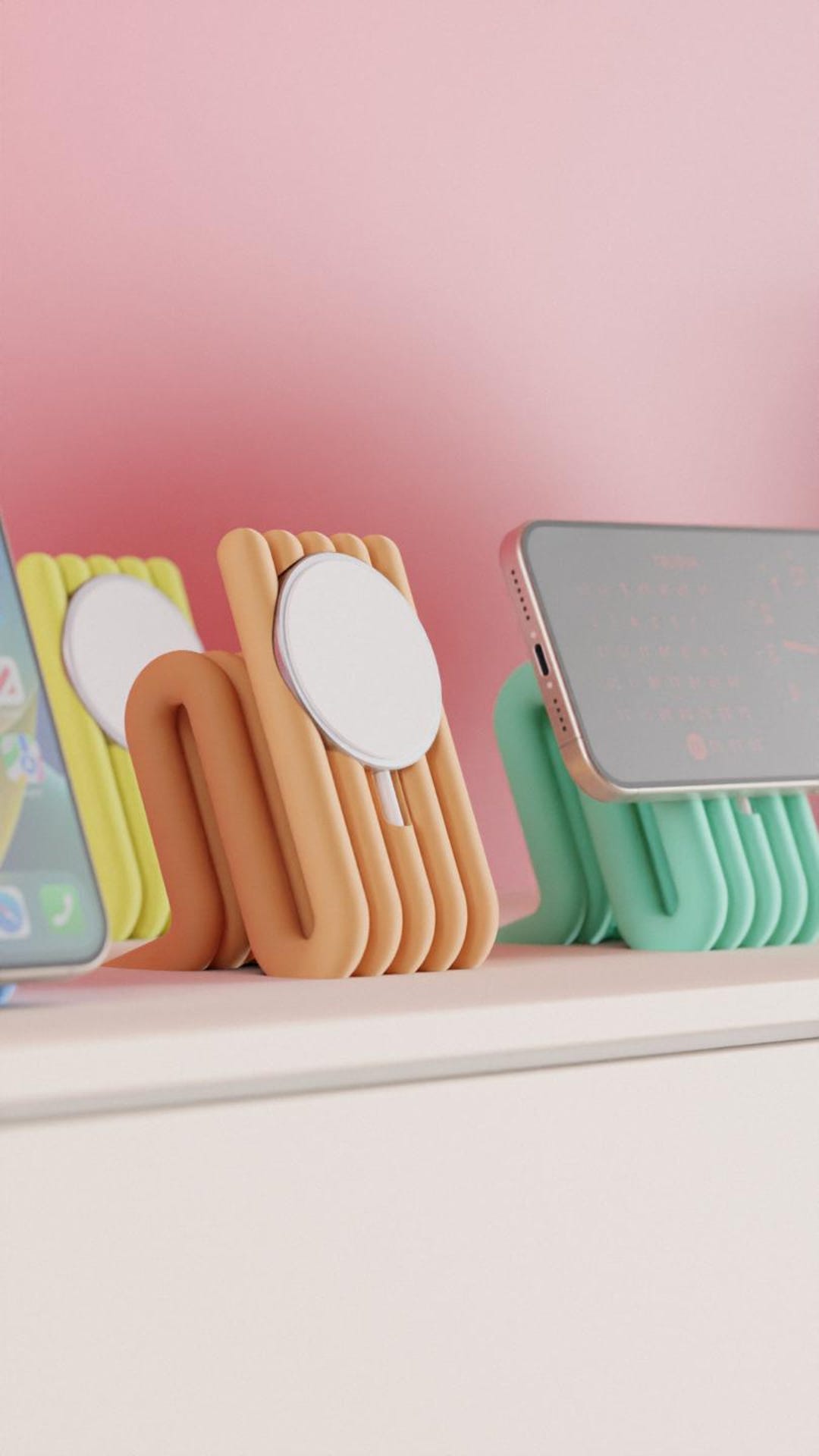 Art Deco Magsafe Phone Stand, Modern Minimalist Accent Wireless Charger ...