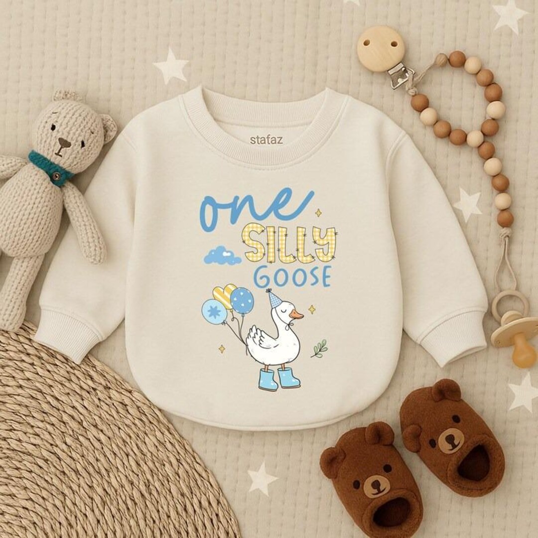 Baby Boy Birthday Outfit, One Silly Goose Birthday Romper, Goose Theme ...