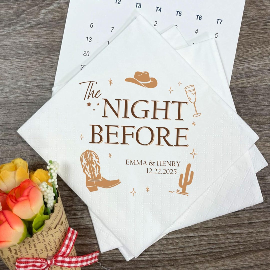 The Night Before Cowboy Napkin, Western Rehearsal Dinner, Table Decor ...