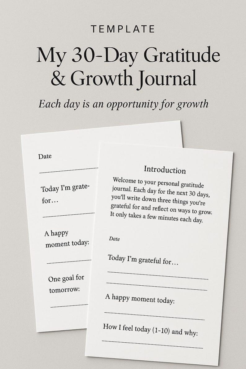 30-day Gratitude & Growth Journal Template - Etsy