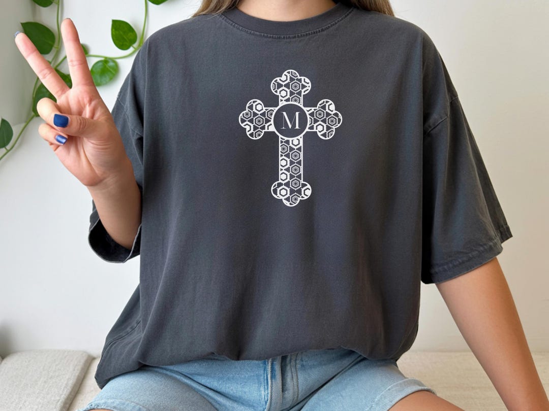 Personalized Monogram Cross Design Unisex Graphic Tee - Casual Wear ...