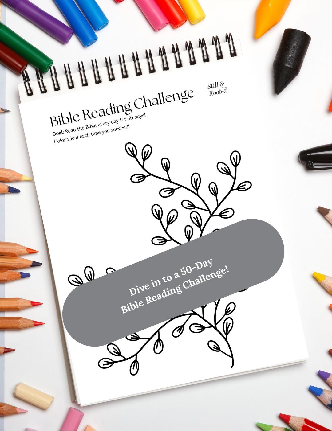 50-day Bible Reading Tracker: Christian Coloring Page (digital Download ...