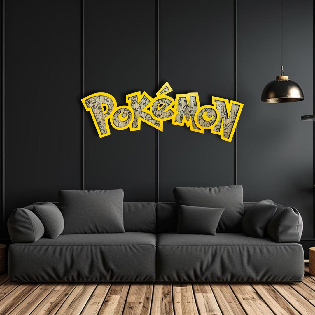 Engraved Pokemon Logo Wooden Sign - Etsy