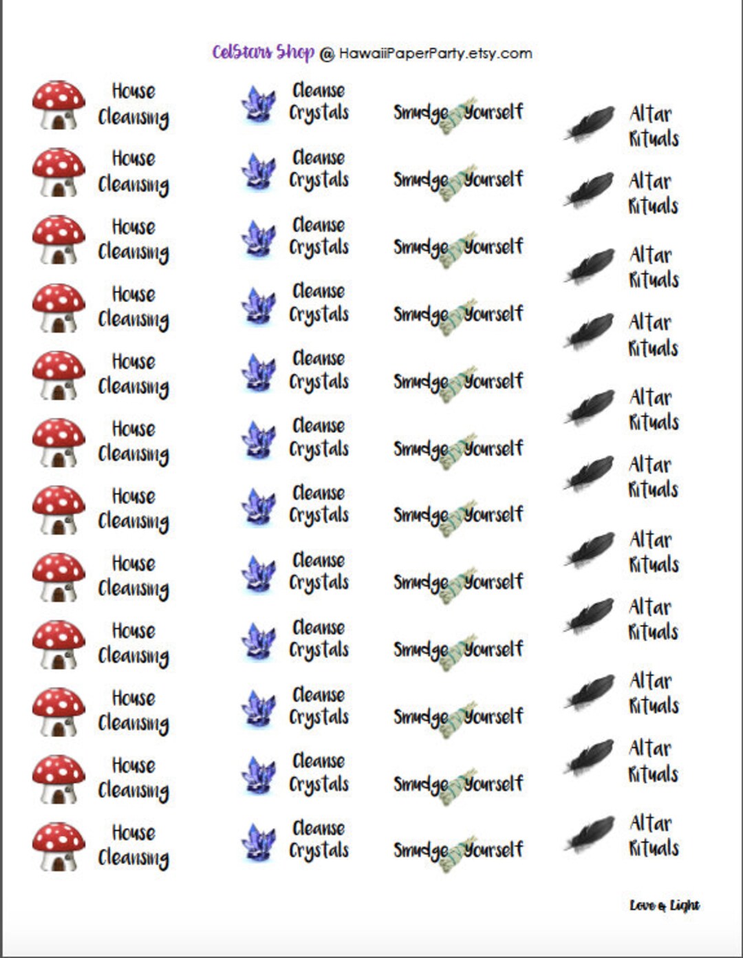 Cleansing Planner Printable Stickers Ritual Cleanse Crystals Smudge ...