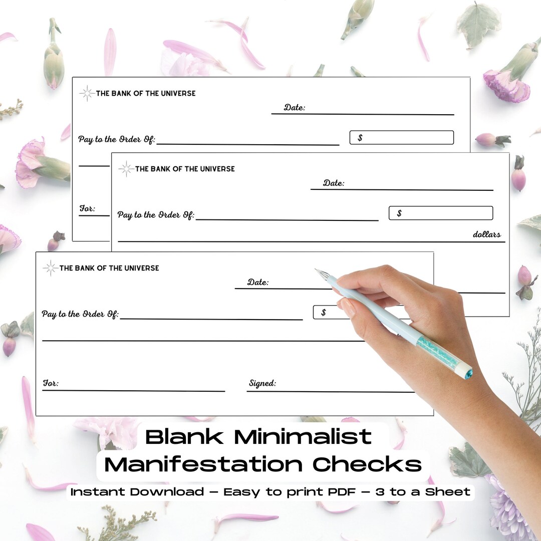 Printable Manifestation Checks for Money Bowls Manifesting White ...