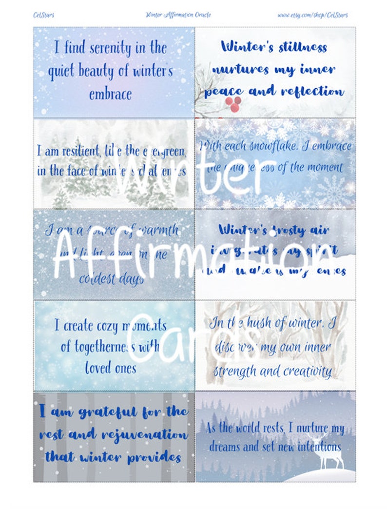 Winter Pocket Oracle Printable PDF Pocket Tarot Cards Spring Oracle ...