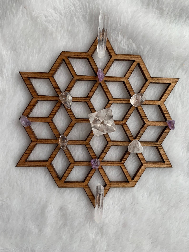 Wood Crystal Grid Sacred Geometry Grounding Laser Cut | Etsy